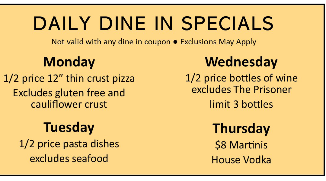 Daily Dine In Specials-transp 2 | Mamma Maria's